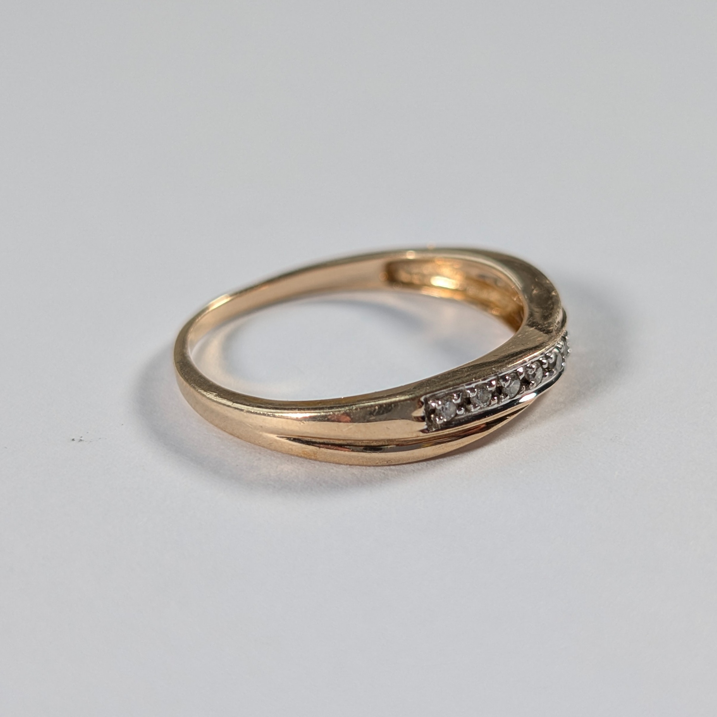 Pre-owned 9ct gold 0.10ct Tiny Diamond Infinity Style Half Band Ring ...